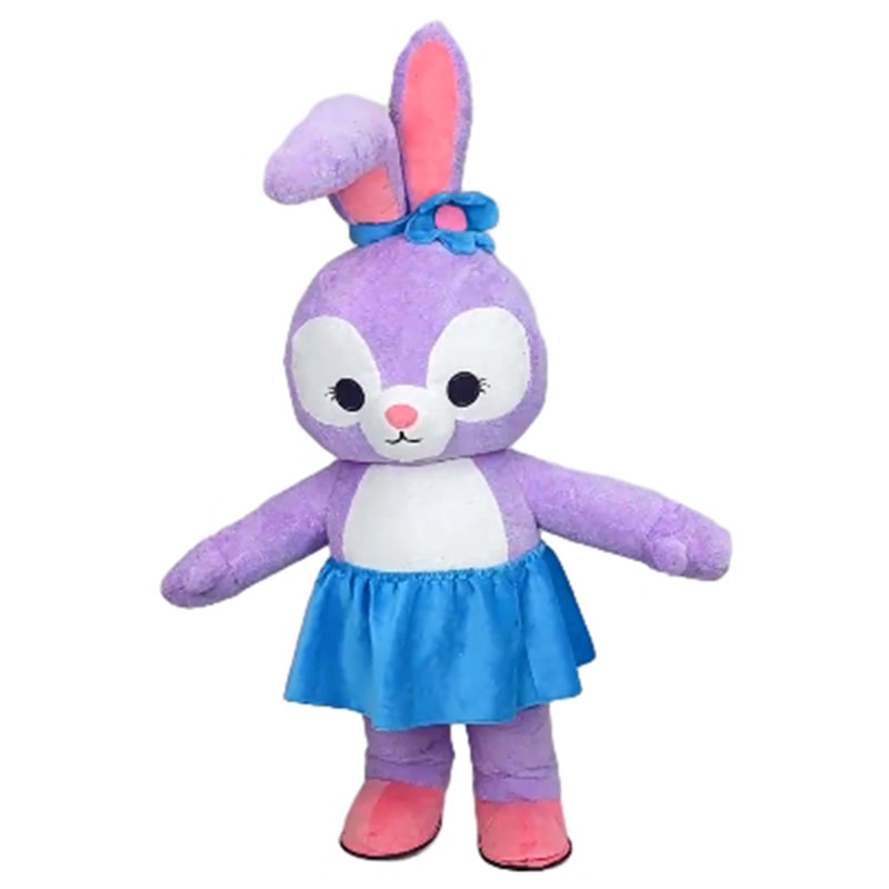 Inflatable Purple Rabbit Mascot Costume with Blue Dress for Dance ...